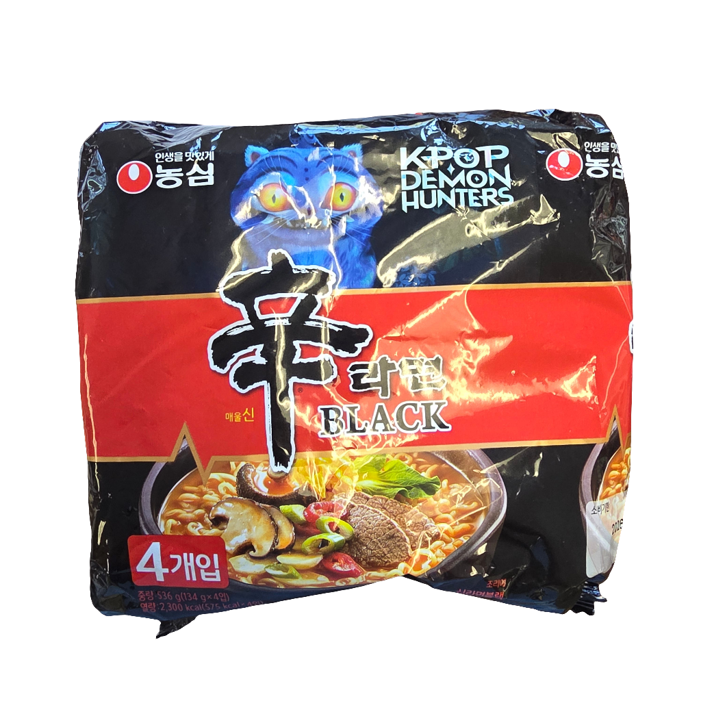 Nongshim KPop Demon Hunters Premium Shin Black Ramyun Noodle (4 x 134 ...